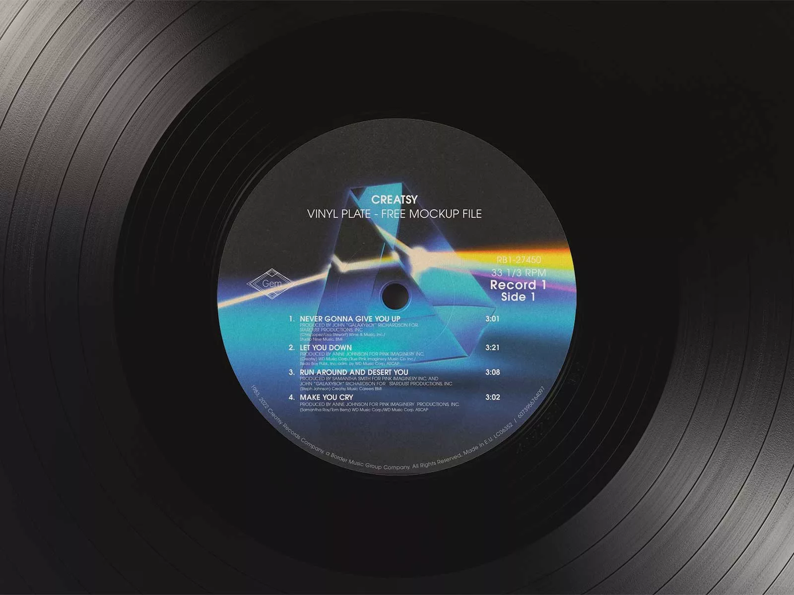 Vinyl Record Close-Up Mockup | The Free Mockup