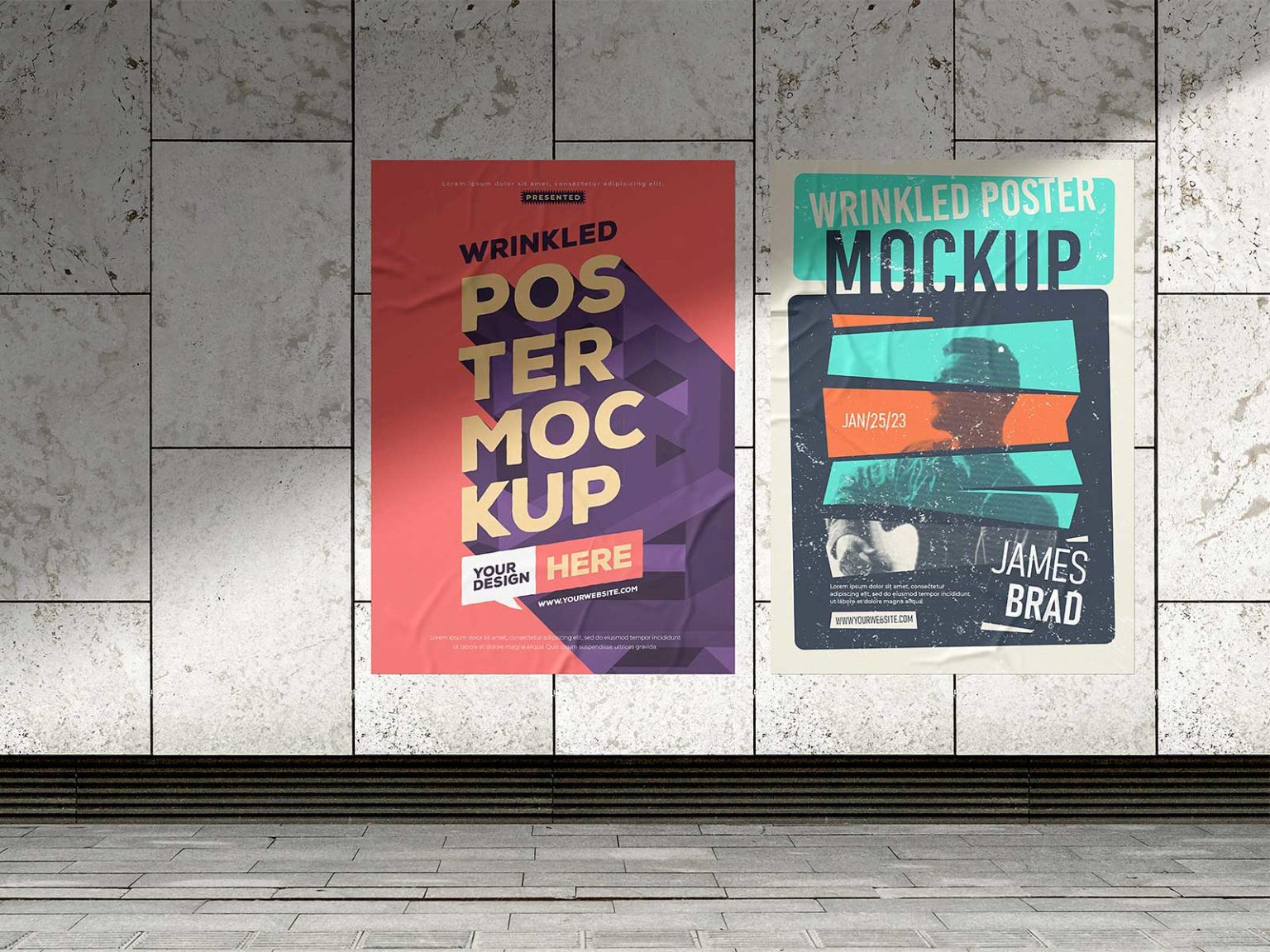 Free Wrinkled Urban Poster Mockup | The Free Mockup Free Wrinkled Urban Poster Mockup | The Free Mockup