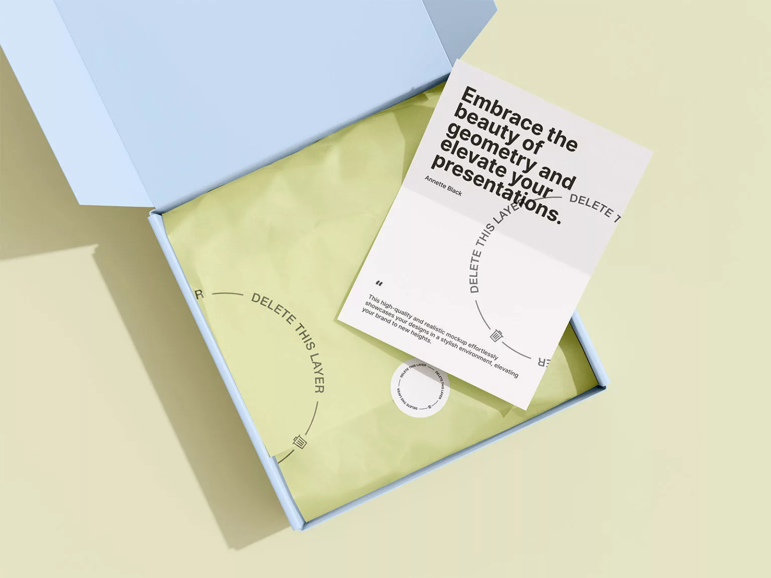 Open Box with Wrapping Paper Mockup and Gift Card Mockup | The Free Mockup