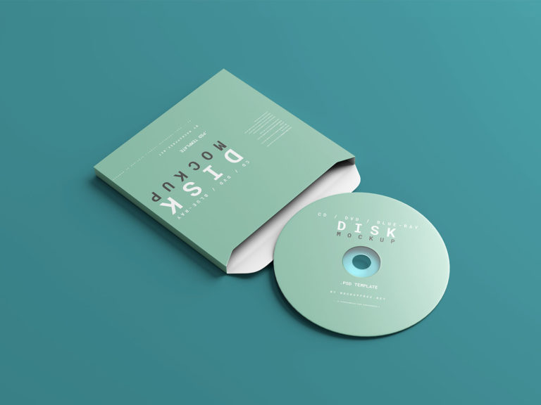 CD/DVD/Blue-Ray Disc Mockup with Box