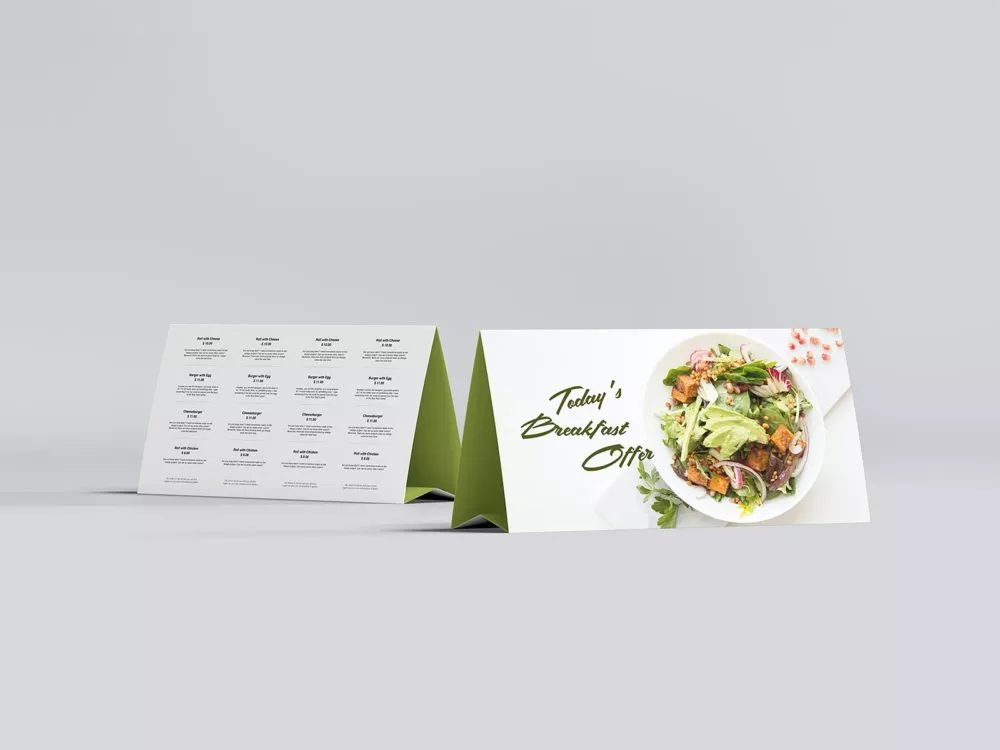 Free Horizontal Table Tent Mockup | The Free Mockup