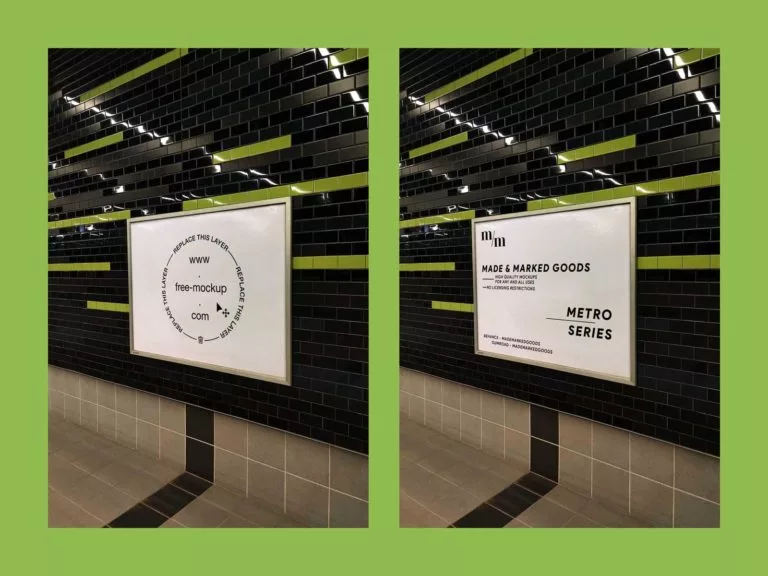 Metro Framed Poster Mockup | Free Mockup