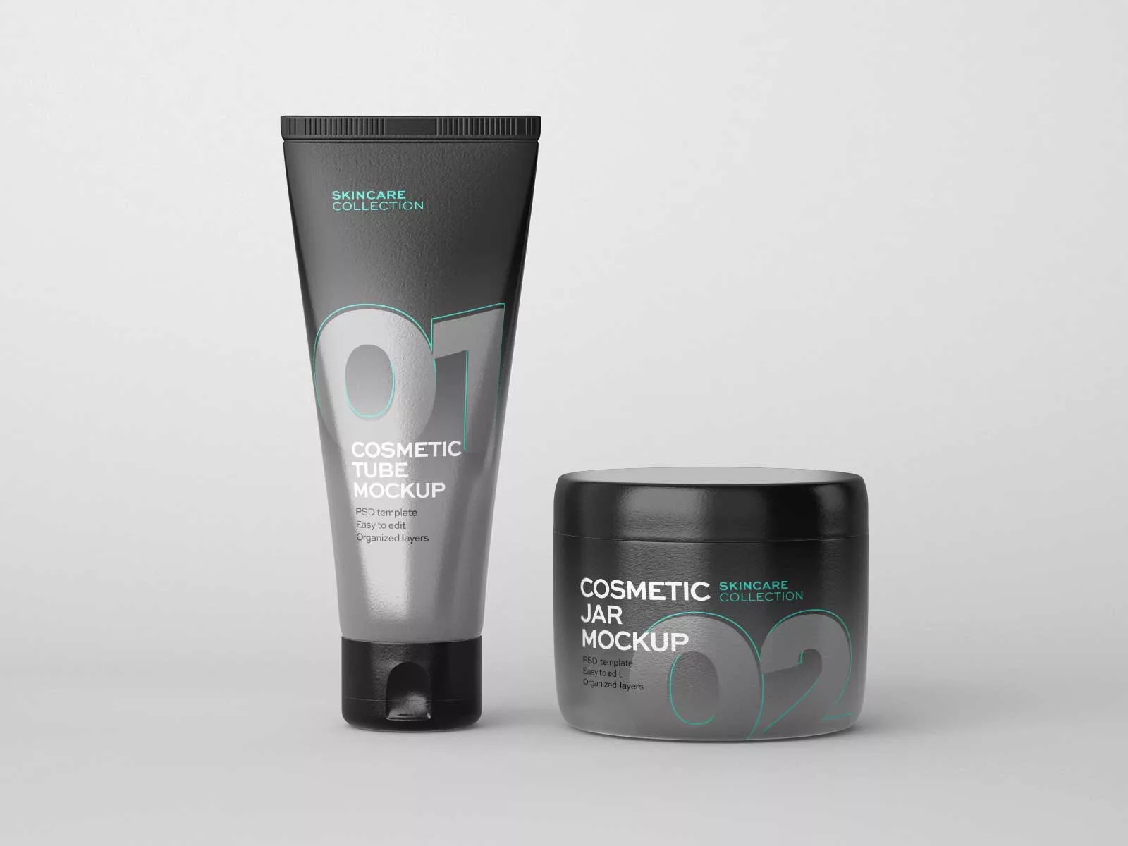 Tube and Jar Cosmetic Packaging Mockup