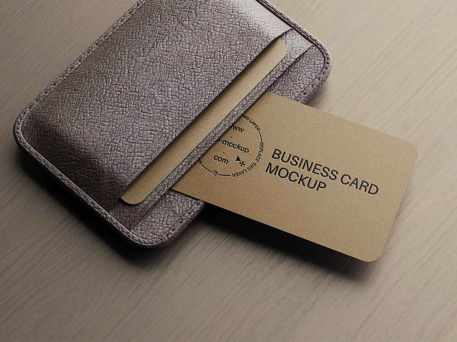Business Card Mockup with Leather Holder | The Free Mockup