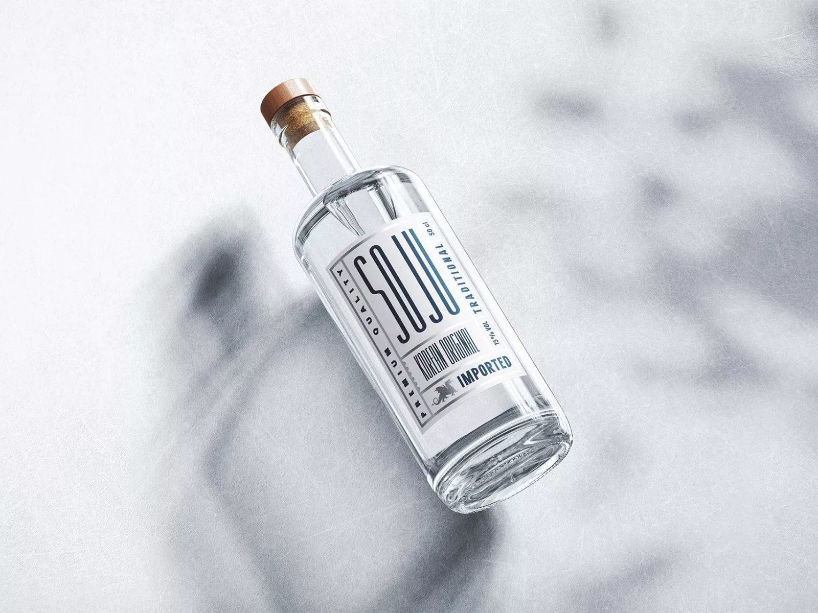Corked Clear Glass Gin Bottle Mockup (PSD) | The Free Mockup