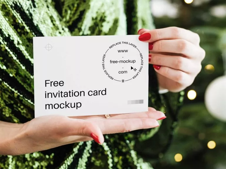 Hand holding invitation card mockup | The Free Mockup