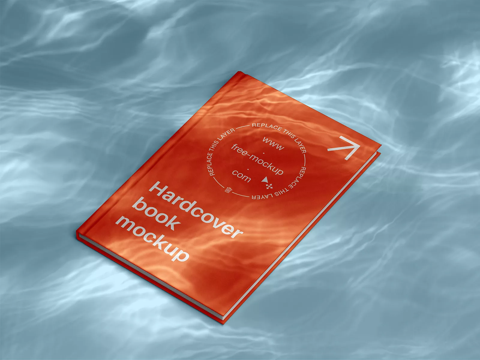 Hardcover book mockup with water refraction | The Free Mockup