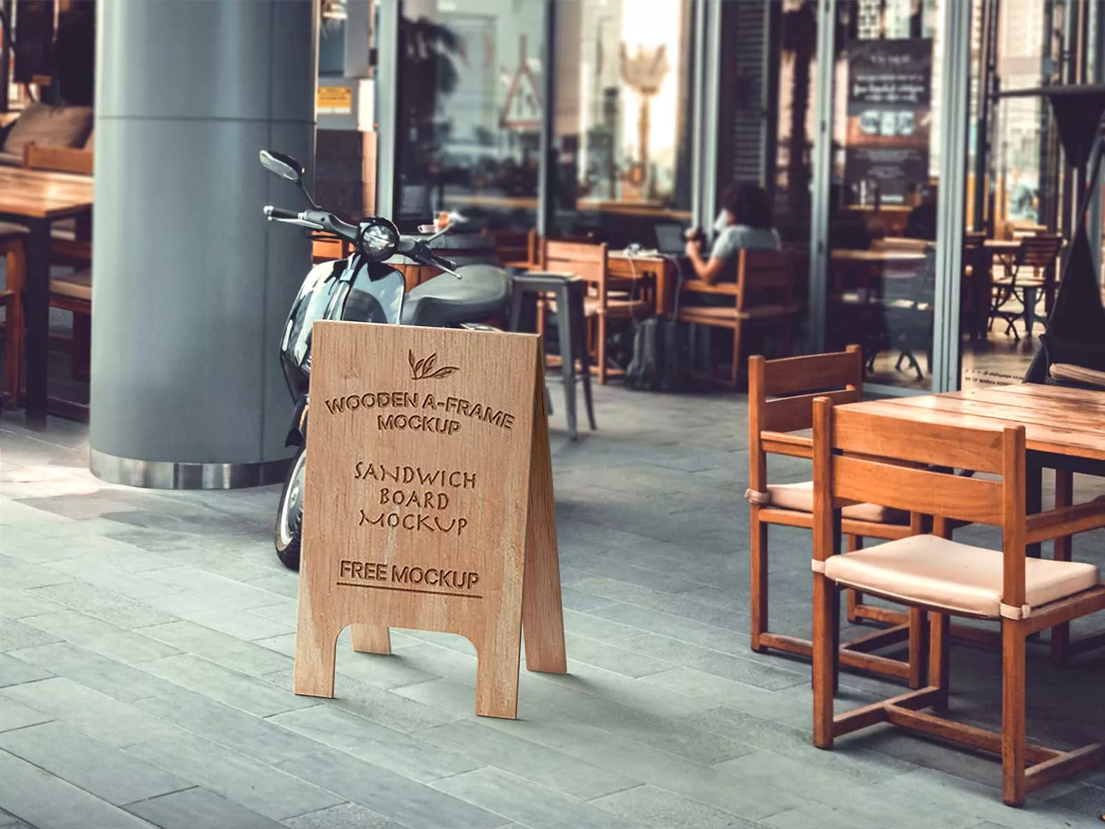 Wooden A-Frame Sign Mockup | The Free Mockup