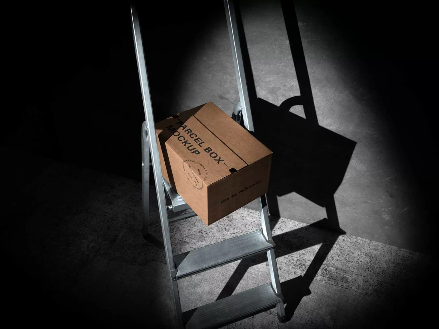 Parcel Box Mailing Packaging Mockup | The Free Mockup