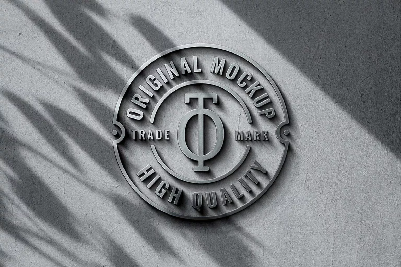 Steel Logo Mockup on a Concrete Wall | The Free Mockup