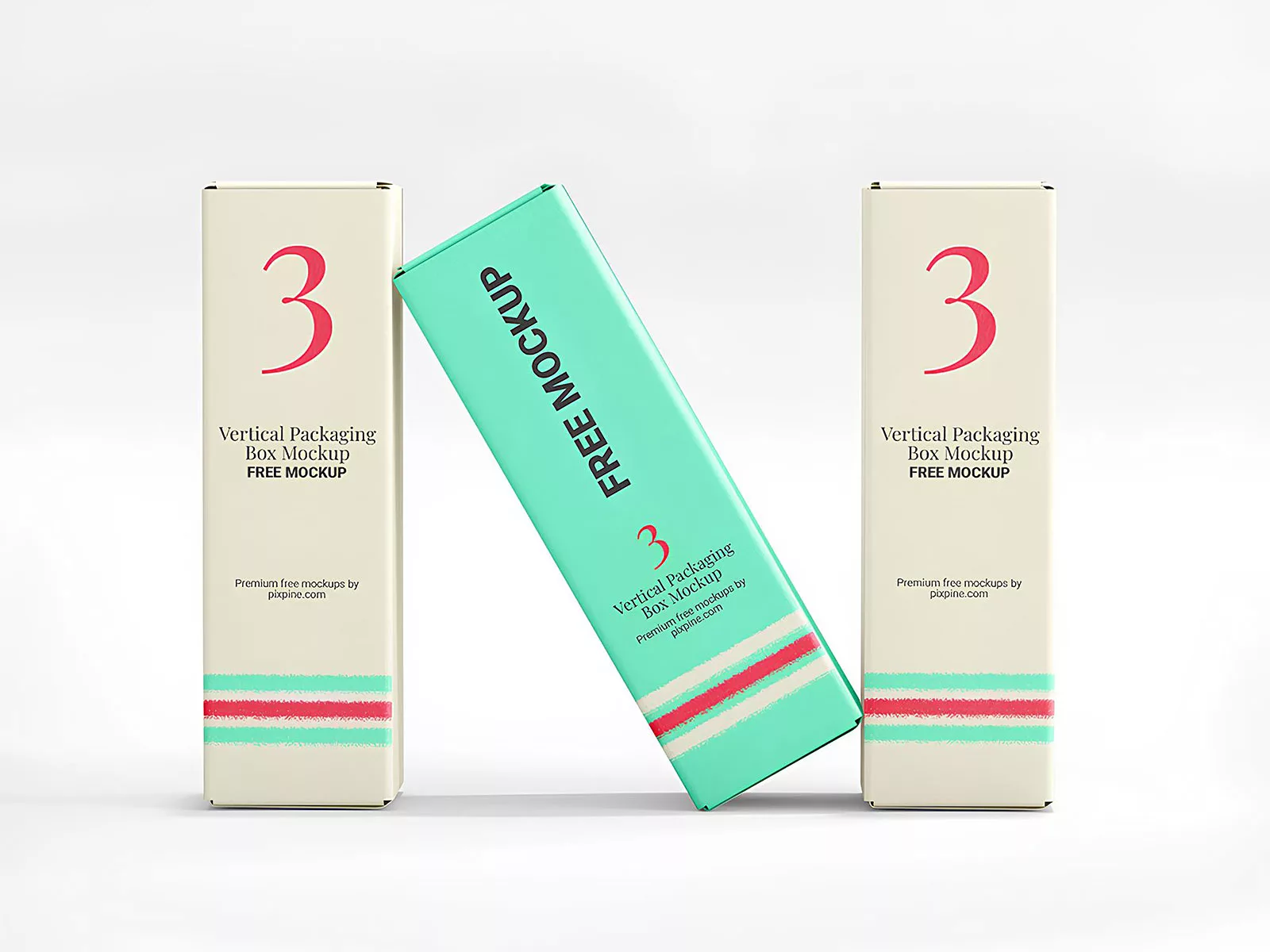 Three Vertical Boxes Packaging Mockup | The Free Mockup