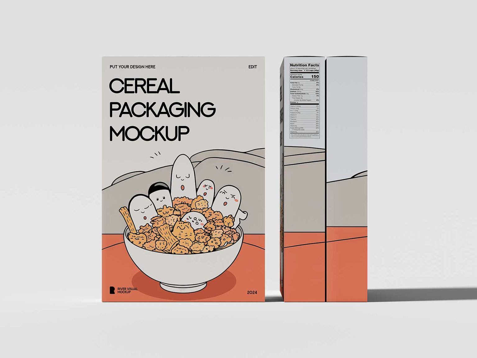 Cereal Box Packaging Mockup | Free Mockup