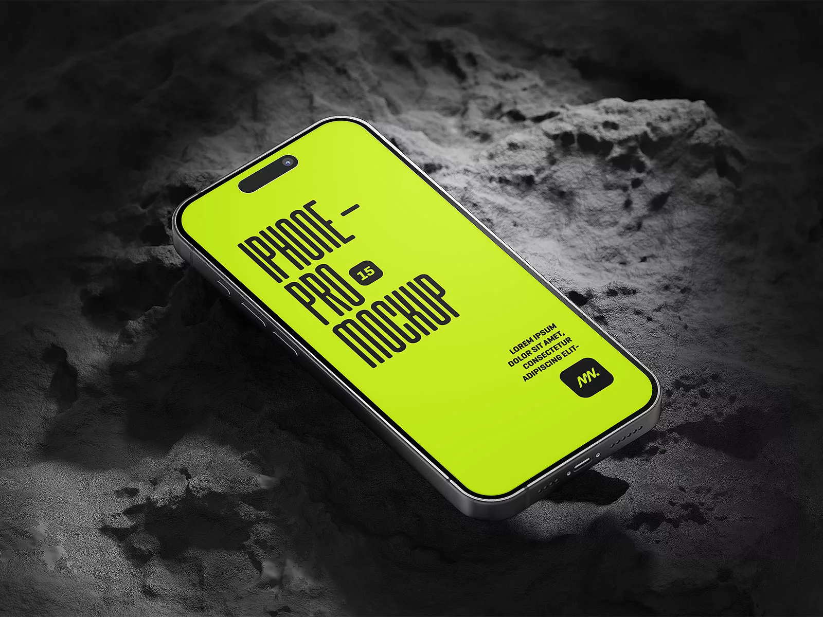 iPhone 15 Pro UI Mockup (3 Rock Scenes) | The Free Mockup