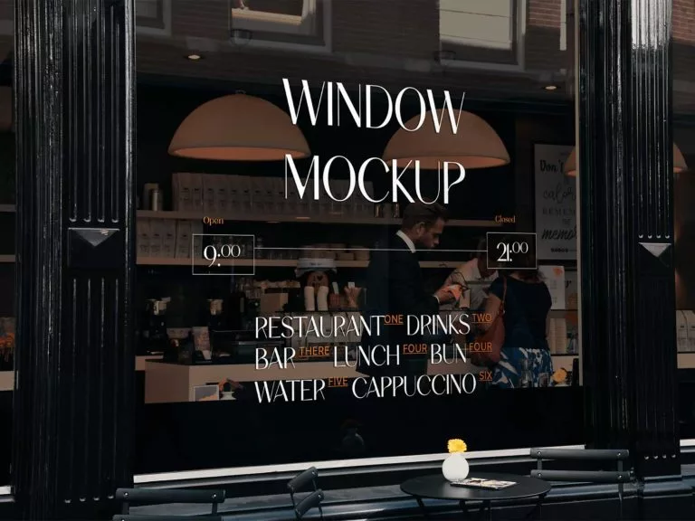 Restaurant Window Promo Text/Logo Mockup | The Free Mockup