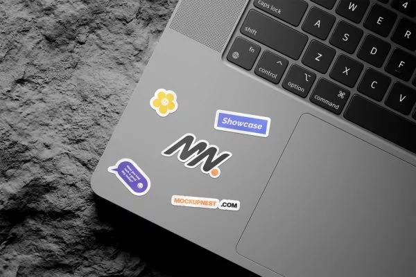 Sticker Mockup on a Laptop | The Free Mockup