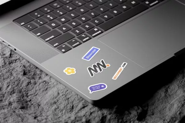 Free Sticker Mockup on a Laptop | The Free Mockup