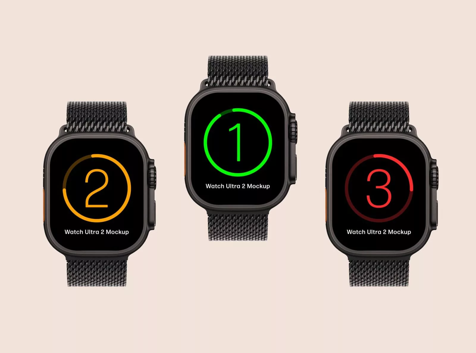 Multi Screen Apple Watch Ultra 2 Mockup | The Free Mockup