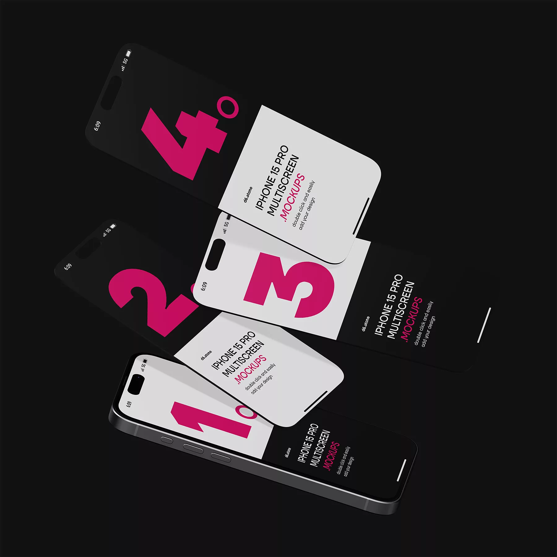 Multiscreen App Mockups with iPhone 15 Pro Screen | The Free Mockup