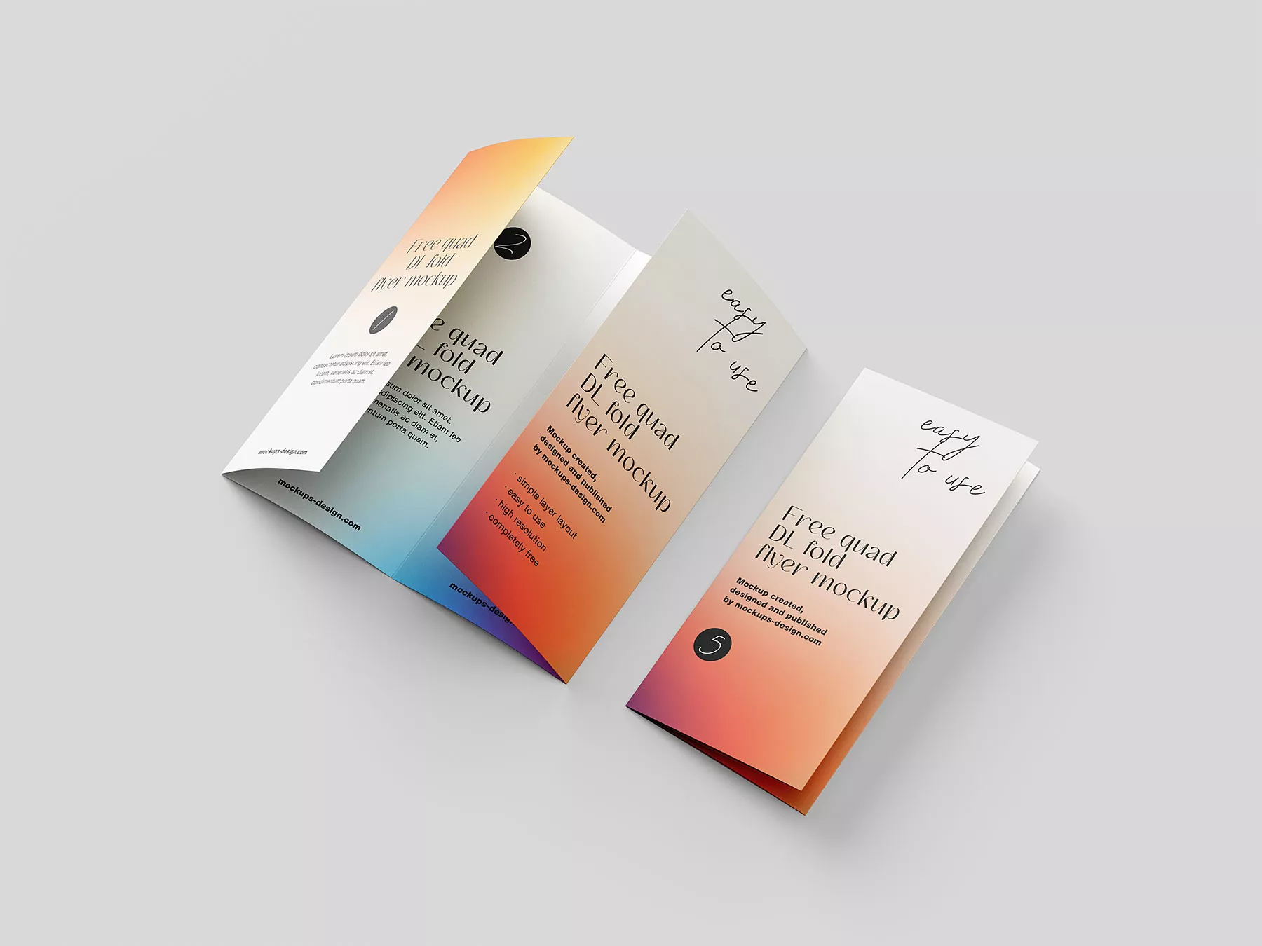 DL Quad-Fold Flyer Mockups | The Free Mockup
