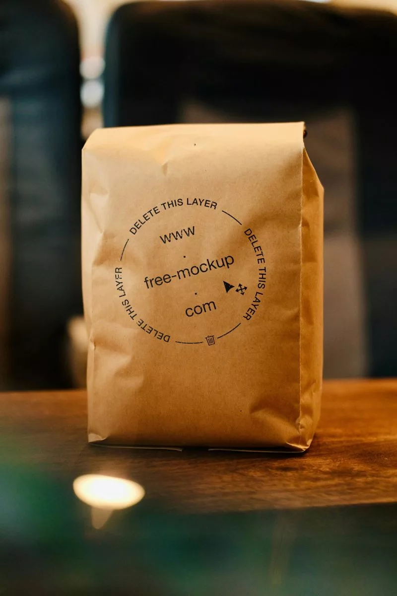 Food Paper Bag Logo Mockup | The Free Mockup