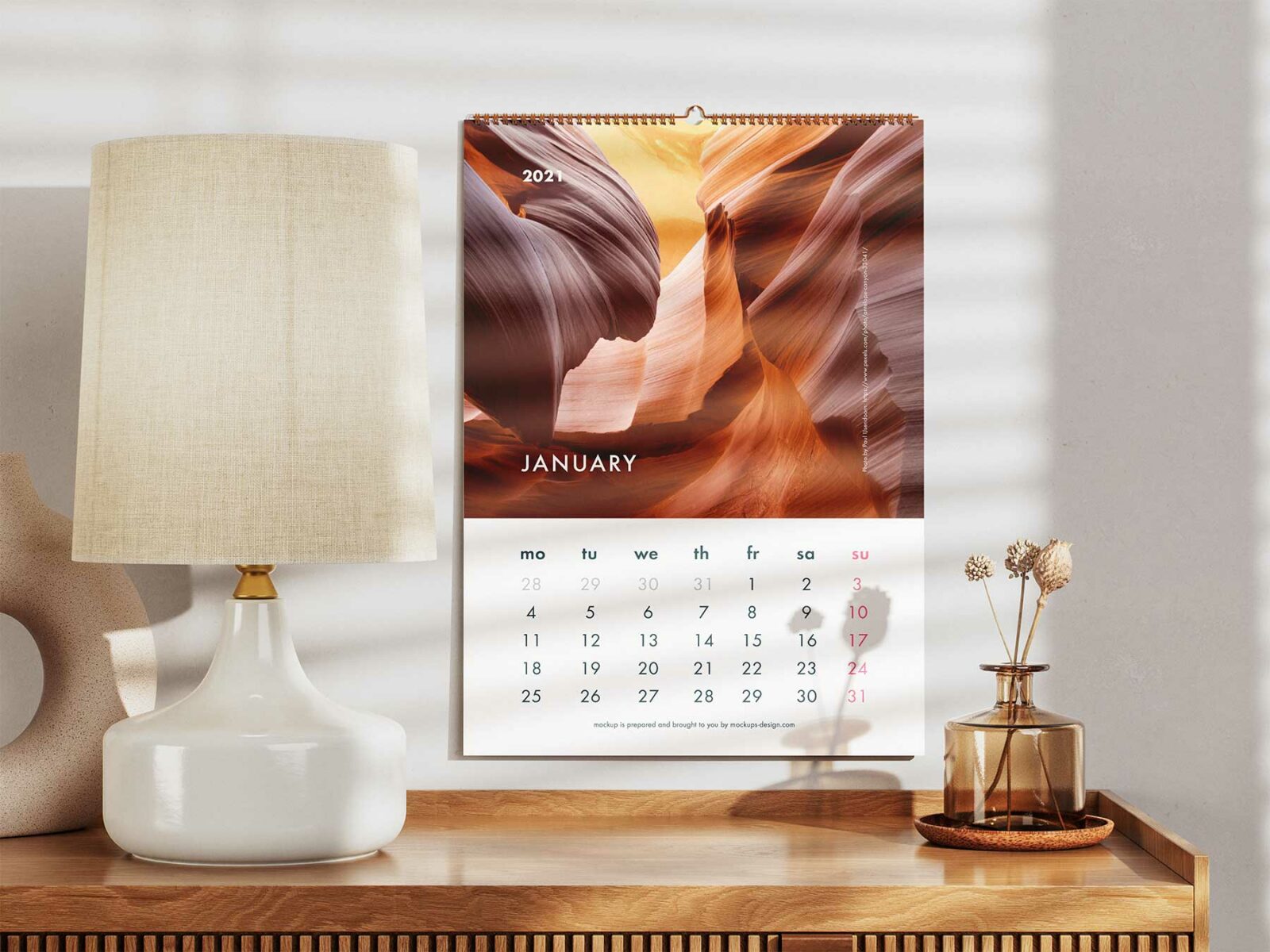 Wall Calendar Mockup | Free Mockup