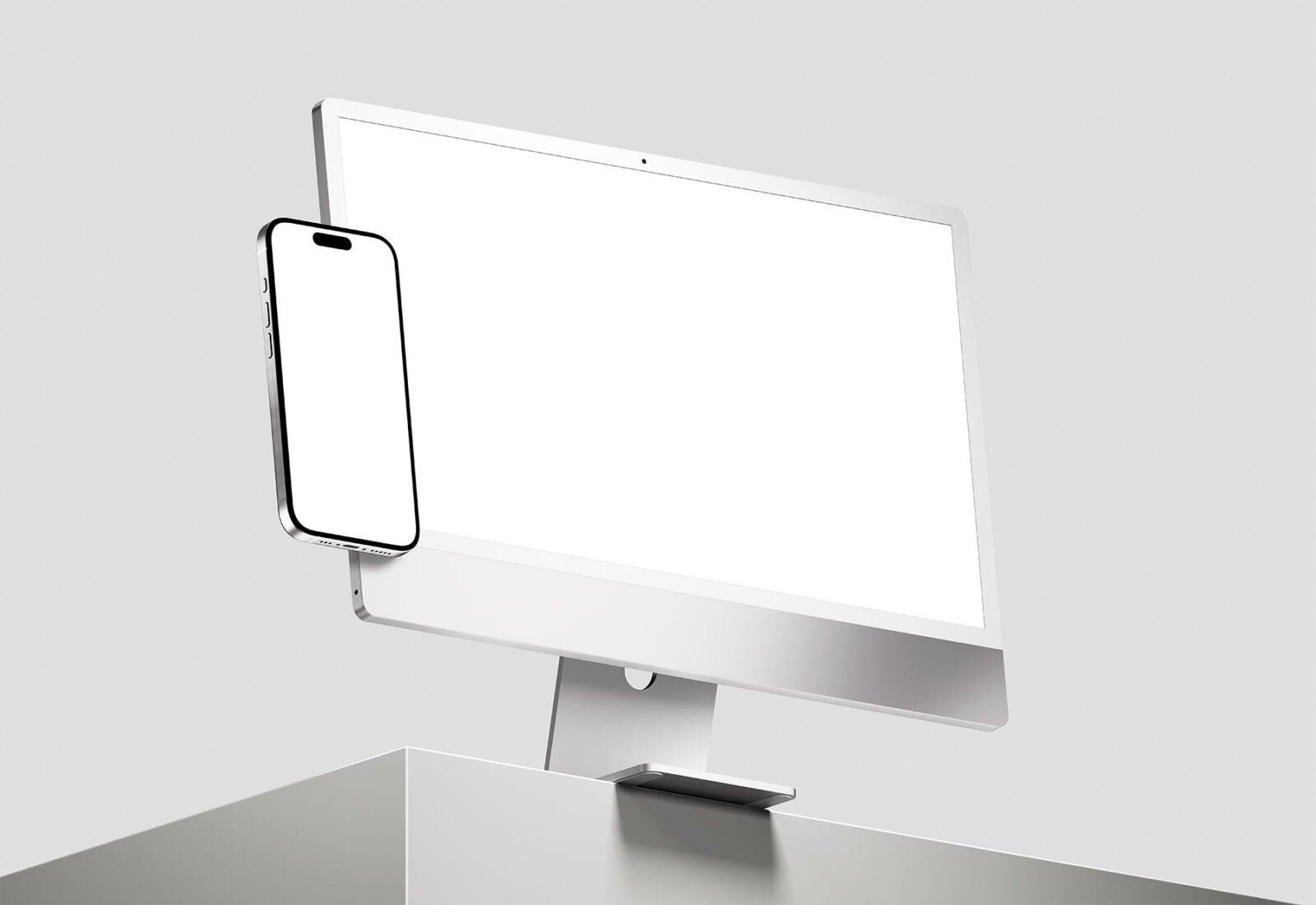 iMac and iPhone Pro Screens Mockup – Isometric Scene