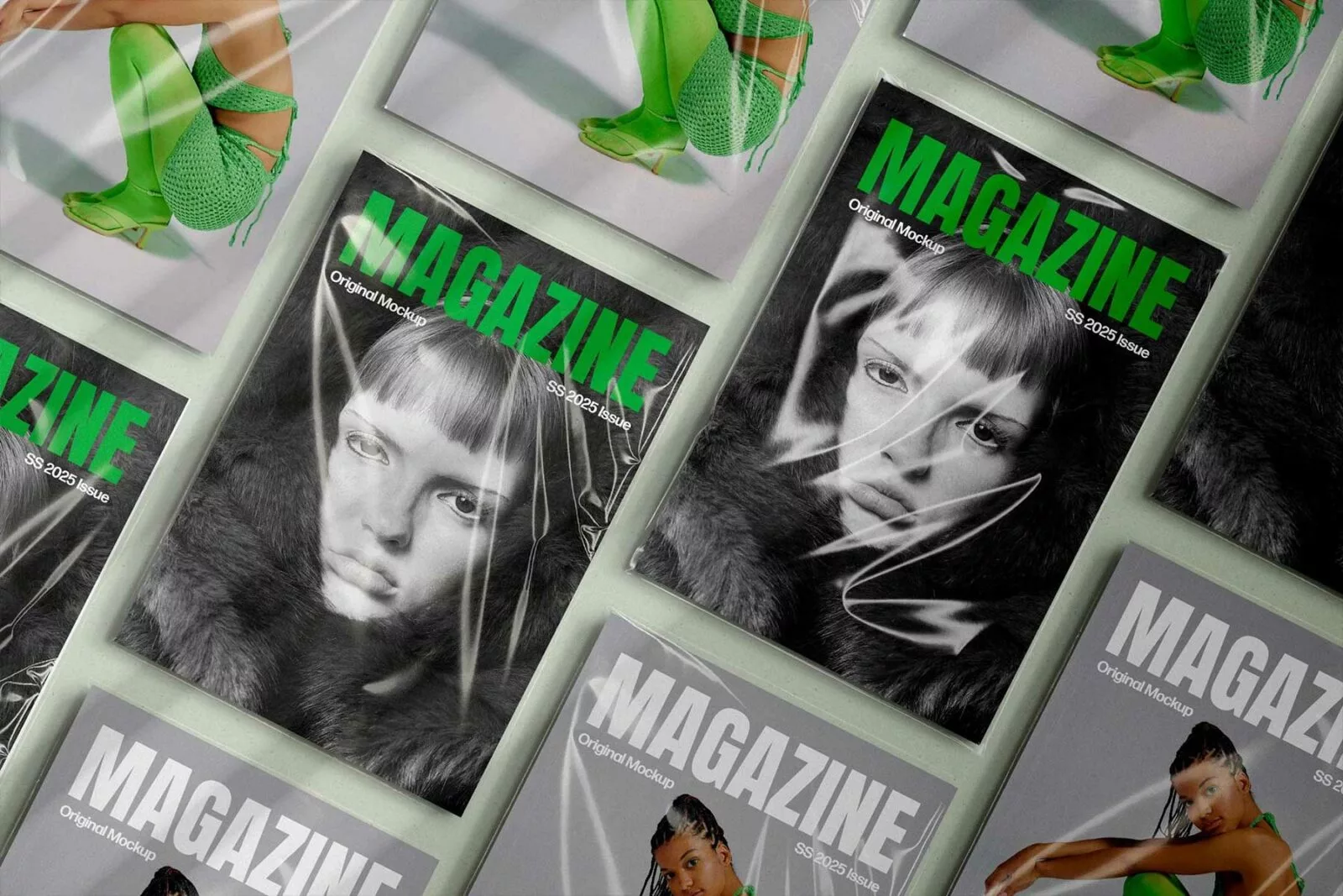 Plastic Sleeve A4 Magazines Mockup | The Free Mockup