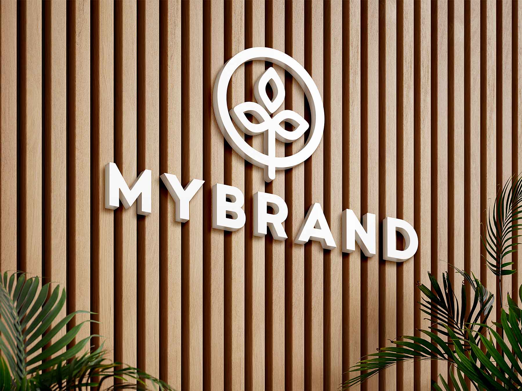 Logo on Wooden Slat Wall Mockup | The Free Mockup