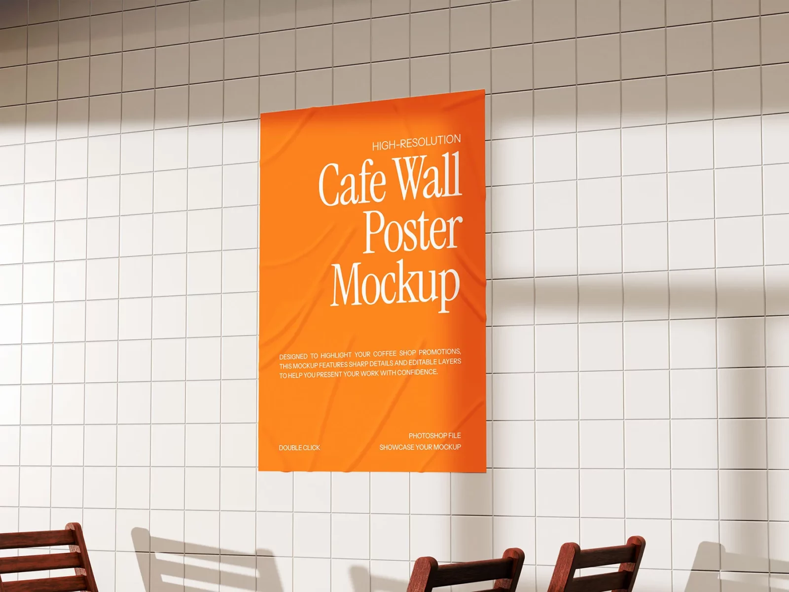 Poster Mockup on a Tiled Wall
