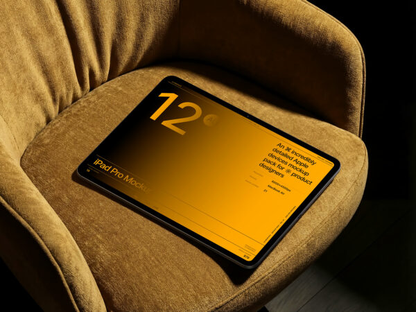 iPad Pro on Armchair Mockup (Free Download)